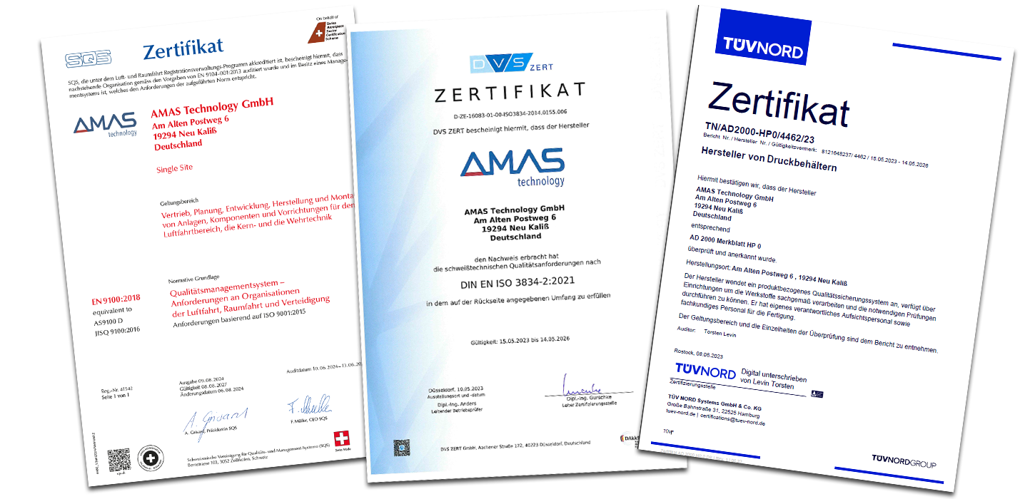 Zer­ti­fi­zie­rungen - AMAS Technology GmbH